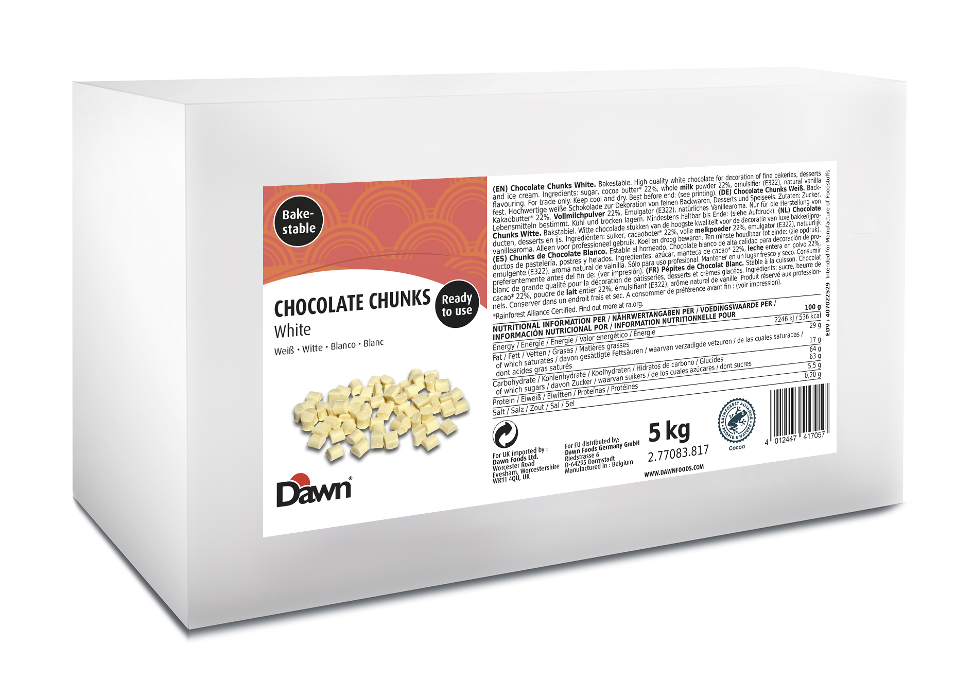 Dawn Chocolate Chunks weiß 5Kg | 06922 - Backring Nord